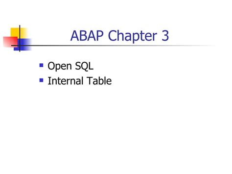 Abap Open Sql And Internal Table Ppt