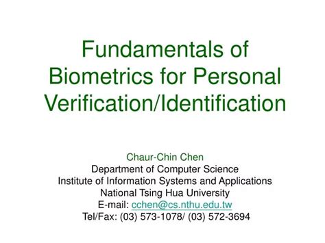 ppt fundamentals of biometrics for personal verification