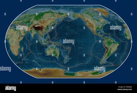 Tectonic Plate Boundaries On The World Physical Elevation Map In The Kavrayskiy Vii Projection