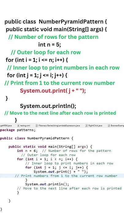 Number Pyramid Pattern Java Program Automation Testing Selenium Java Youtube