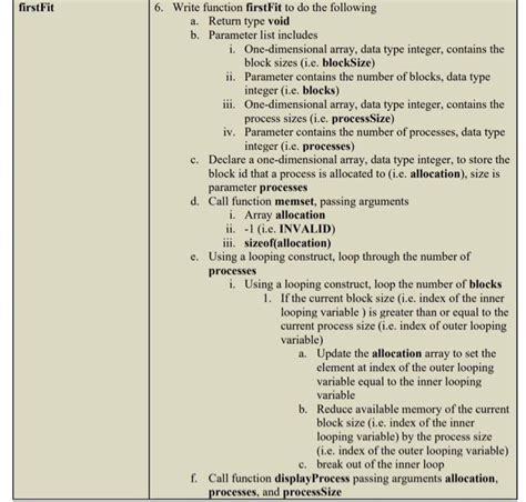 Solved Write Function Firstfit To Do The Following A Return
