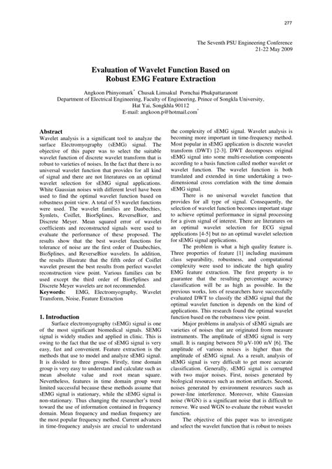 Pdf Evaluation Of Wavelet Function Based On Robust Emg Feature Extraction