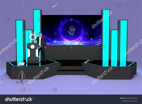 이벤트 시작을 위한 스탠딩 디스플레이 터치 스톡 일러스트 2118031286 Shutterstock