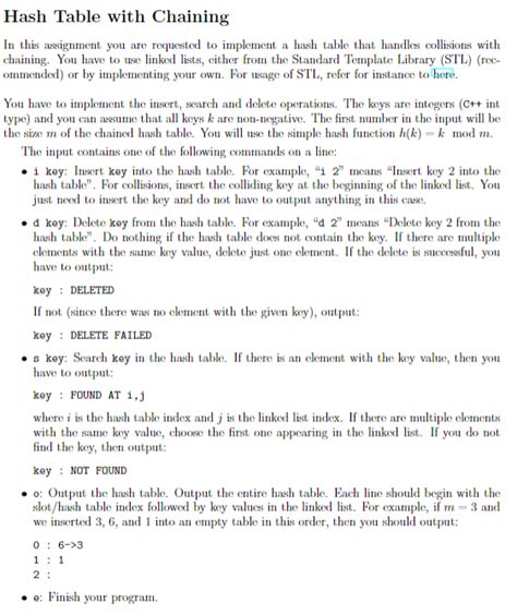 Solved Hash Table With Chaining In This Assignment You Are Chegg