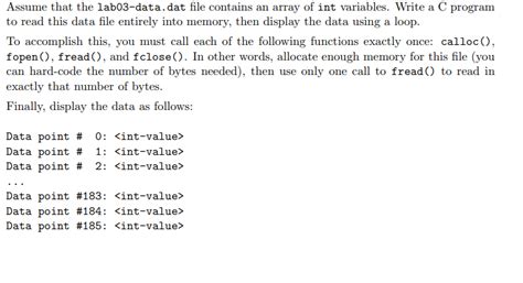 Solved Assume That The Lab03 Datadat File Contains An Array