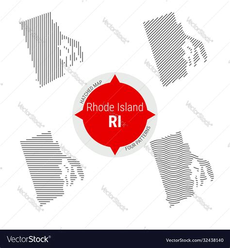 Hatched Pattern Map Rhode Island Stylized Vector Image