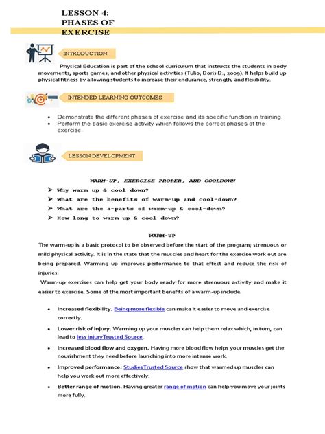 Lesson 4 Phases Of Exercise Pdf
