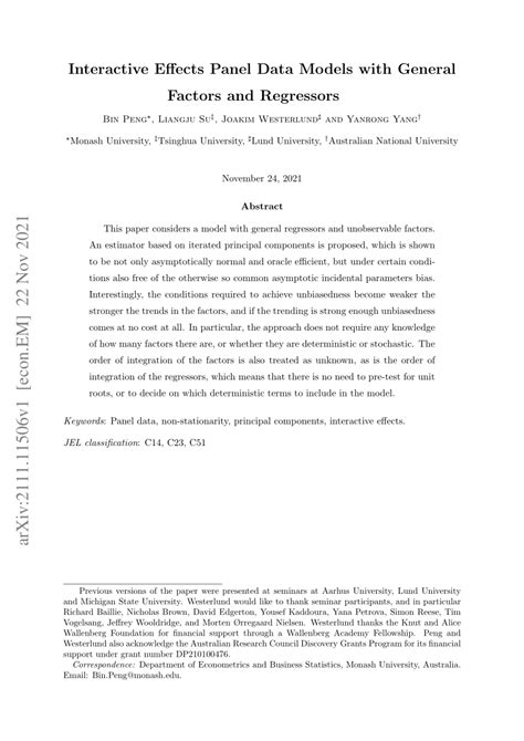 Pdf Interactive Effects Panel Data Models With General Factors And Regressors