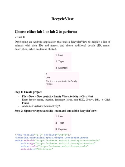Exercise 8 Recycleview Pdf Constructor Object Oriented