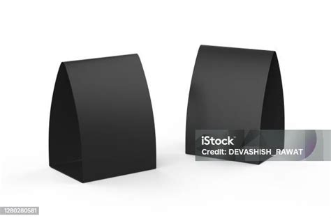 격리 된 흰색 배경에 홍보 용지 테이블 발화 자 모형 템플릿 디자인 프리젠 테이션을위한 검은 색 테이블 텐트 3d 일러스트 테이블 텐트에 대한 스톡 사진 및 기타 이미지