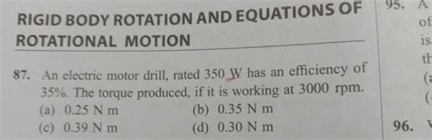 Rigid Body Rotation And Equations Of Rotational Motion 87 An Electric Mo