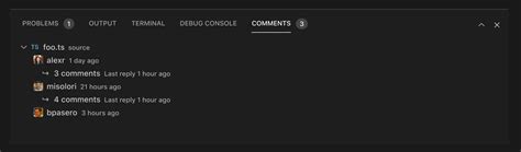 Comments Panel Redesign · Issue 142081 · Microsoft Vscode · Github