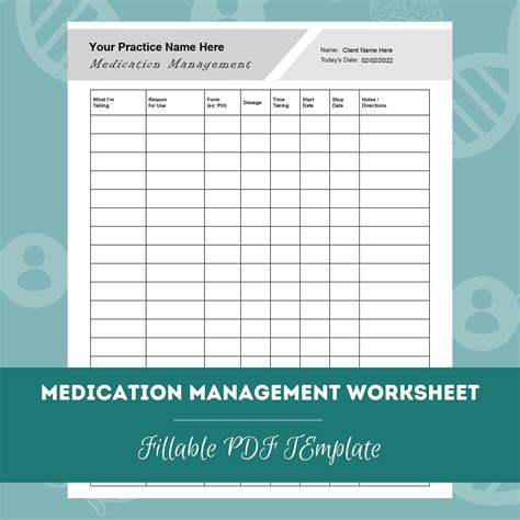 Medication Management Worksheet Editable Fillable Pdf Template Worksheets Library