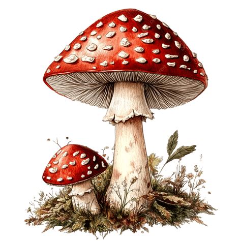 High Quality Toadstool Illustration For Creative Projects Red Mushroom Illustration Realistic