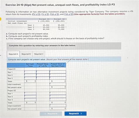 Solved Exercise 24 10 Algo Net Present Value Unequal Cash