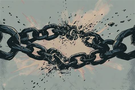 Abstract Art Of A Breaking Chain Suitable For Concepts Of Freedom And