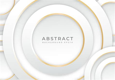 Abstract 3d Circle Papercut Layer White Background With Gold Line Effect Copy Space For Text