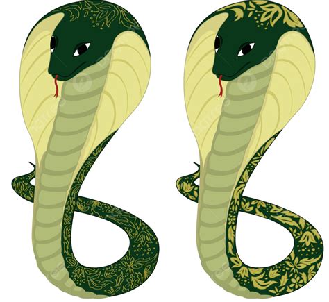 Green Snakes With Floral Pattern Kind Crawl Ornate Vector Kind Crawl