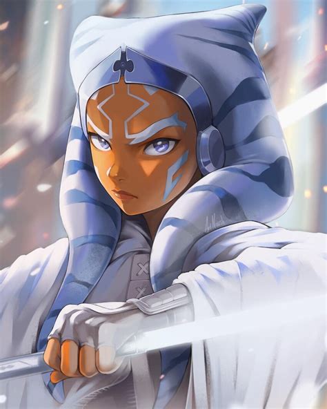 Ahsoka Tano Togruta Star Wars Star Wars Ahsoka Highres Girl Alien Blue Eyes Colored