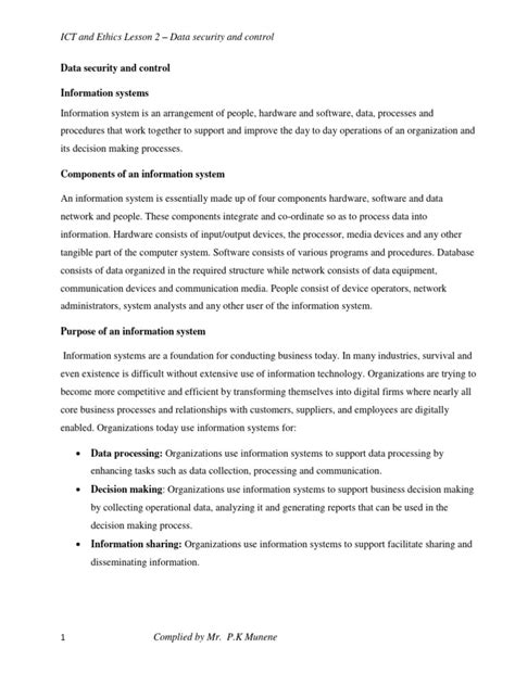 Ict Lesson 2 Data Security And Control Pdf Information Security Threat Computer