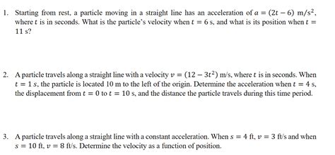 solved starting from rest a particle moving in a straight