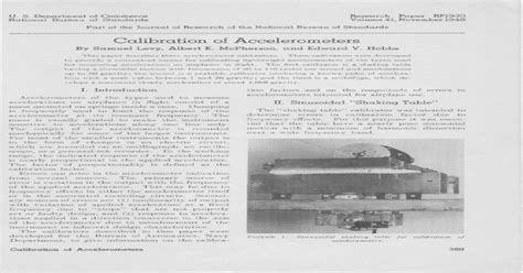 Pdf Calibration Of Accelerometers · Accelerometer At Its Resonant Frequency The Mass Is