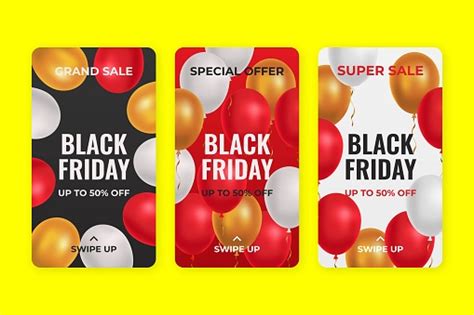 사실적인 블랙 프라이데이 인스타그램 스토리 컬렉션 벡터 디자인 일러스트 노랑에 대한 스톡 벡터 아트 및 기타 이미지 노랑