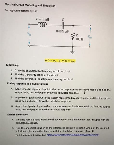Solved Electrical Circuit Modelling And Simulation For A