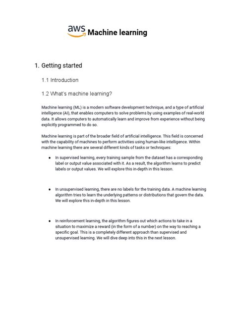 Aws Machine Learning Fundamentals Pdf