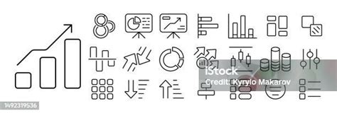 그래픽 및 다이어그램 아이콘 집합입니다 데이터 시각화에 사용되는 다양한 유형의 차트 그래프 다이어그램 및 시각적 표현을 나타내는 그림입니다 0명에 대한 스톡 벡터 아트 및