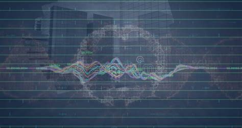 Animation Of Graphs Over Digital Human Brain And Dna Helix Against