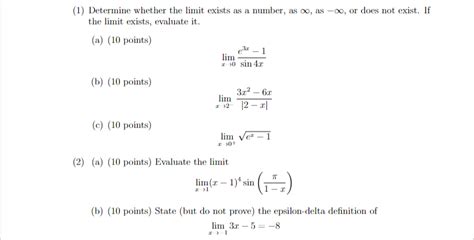 Solved Determine Whether The Limit Exists As A Number Chegg