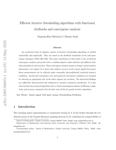 Efficient Iterative Thresholding Algorithms With Functional Feedbacks And Convergence Analysis