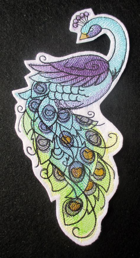 Jumbo Embroidered Peacock Applique Patch Iron On Or Sew On Beach