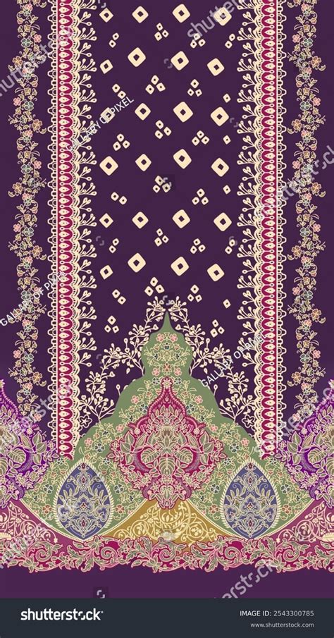 Seamless Digital Textile Boder Neck Design Stock Illustration