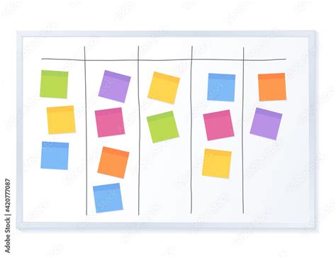 Kanban Board With Blank Sticky Note Papers For Writing Task Agile Project Management Tasks