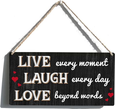 New Wood Sign 10x5 Inch Door Sign Live Every Moment Laugh Every Day