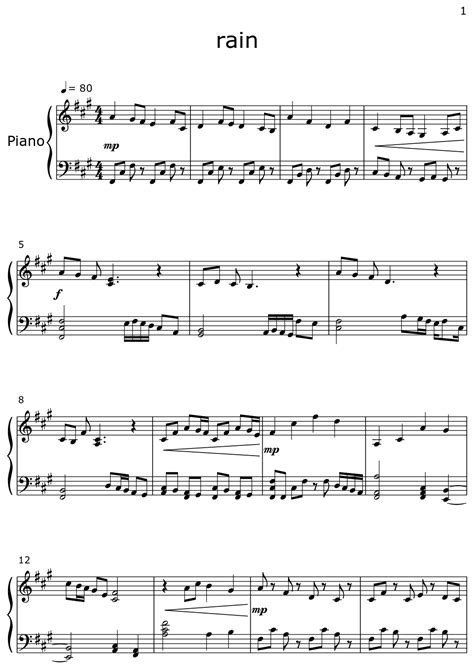 Rain Sheet Music For Piano