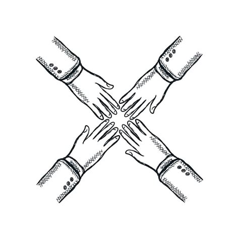 Teamwork Hands Drawing