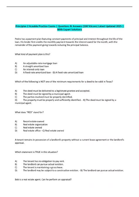 Principles 2 Aceable Practice Exams Questions And Answers 100 Score Latest Updated 2025