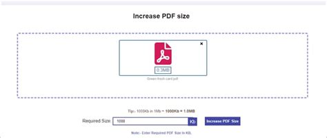 Increase PDF Size To 100kb 200kb 1MB 2MB Or More