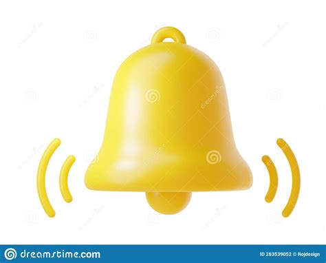 Notification Bell Icon 3d Render Cute Cartoon Illustration Of Simple Yellow Bell For Reminder