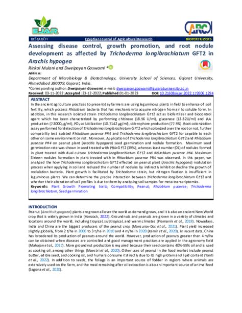 Pdf Assessing Biocontrol And Plant Growth Promoting Traits Of Trichoderma Longibrachiatum Gft2