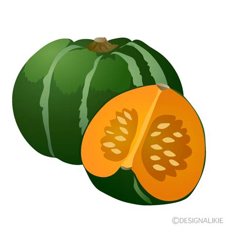 一玉と4分の1カットカボチャイラストのフリー素材｜イラストイメージ