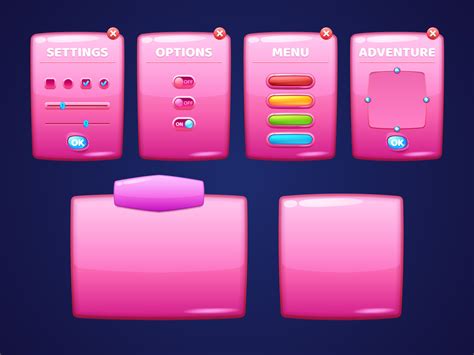 Glossy Pink Boards With Buttons For Game Interface 13834269 Vector Art At Vecteezy