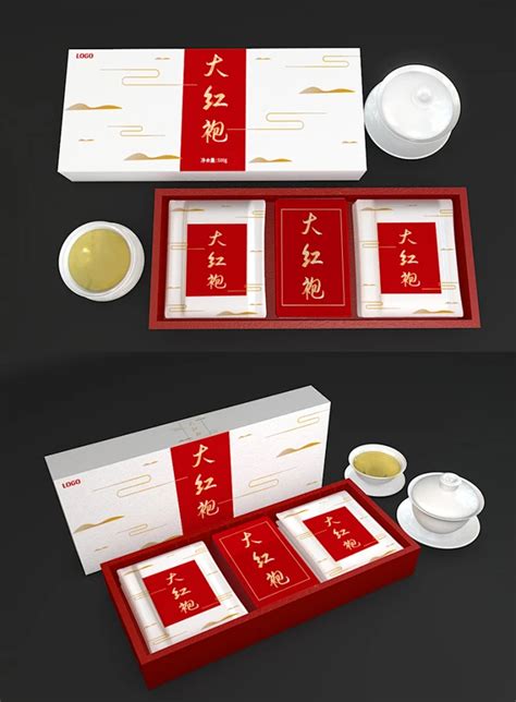 大红袍茶叶包装盒样机效果图 花瓣网