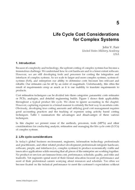 Pdf Life Cycle Cost Considerations For Complex Systems · Life Cycle Cost Considerat Ions For