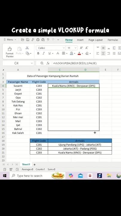 Simple Vlookup Formula In Excel Shorts Youtube