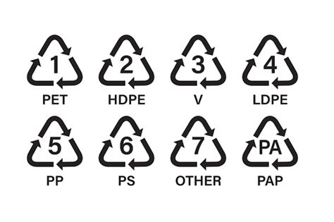 플라스틱 재활용 코드 기호 벡터 아이콘 세트 플라스틱 제품 분리 배출 표시 유토이미지 상세페이지 베이직샵 일러스트 22705185