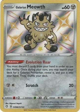 Galarian Meowth Sv86 Sv122 Shiny Rare Playset